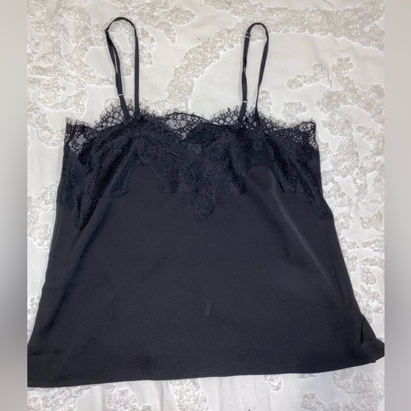 Lulus | Tops | Lulus Maddox Black Satin Lace Tank Worn Once Perfect ...